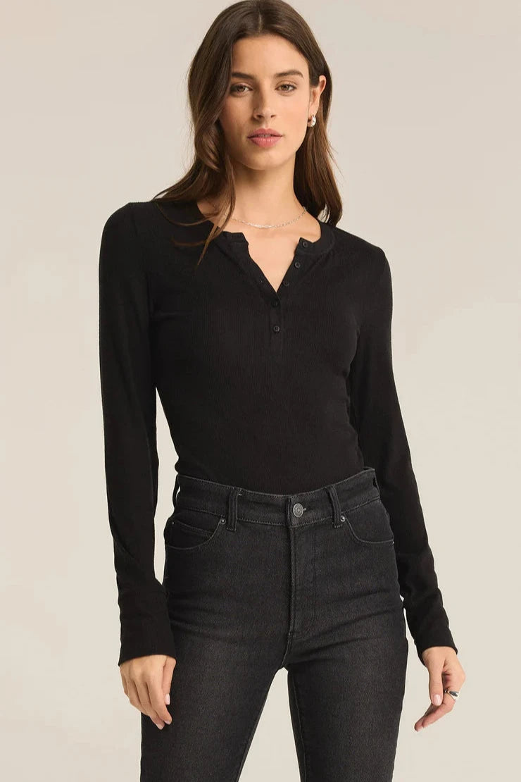 rib henley top – Ginger N' Cream™