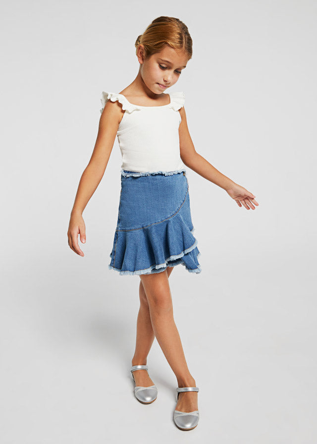 tween girls ruffle denim skirt – Ginger N' Cream™
